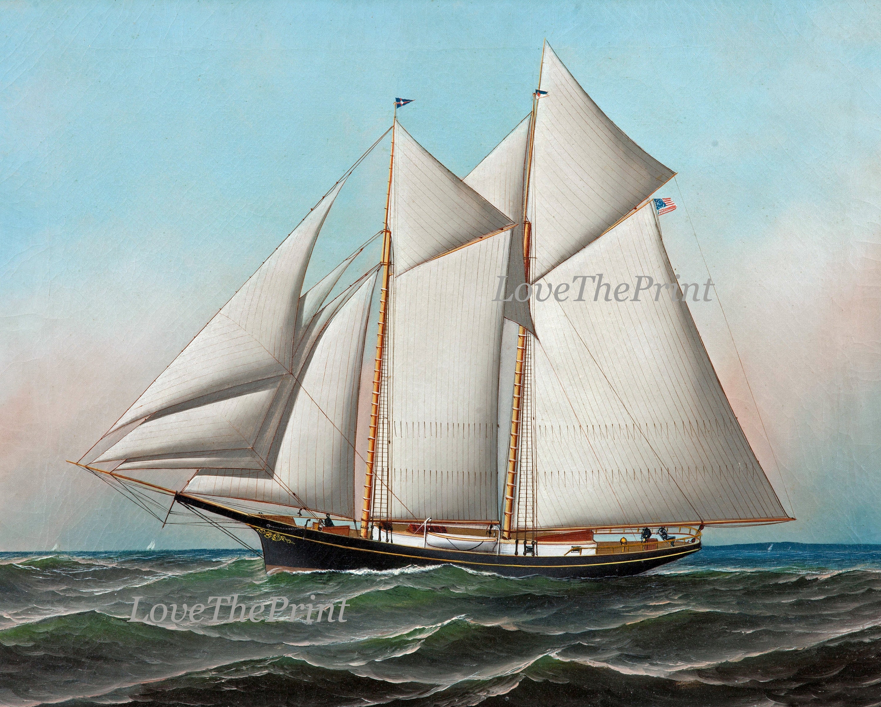 Sailboat Ship Prints Wall Art Set of 6 Beautiful Antique Vintage Sea ...