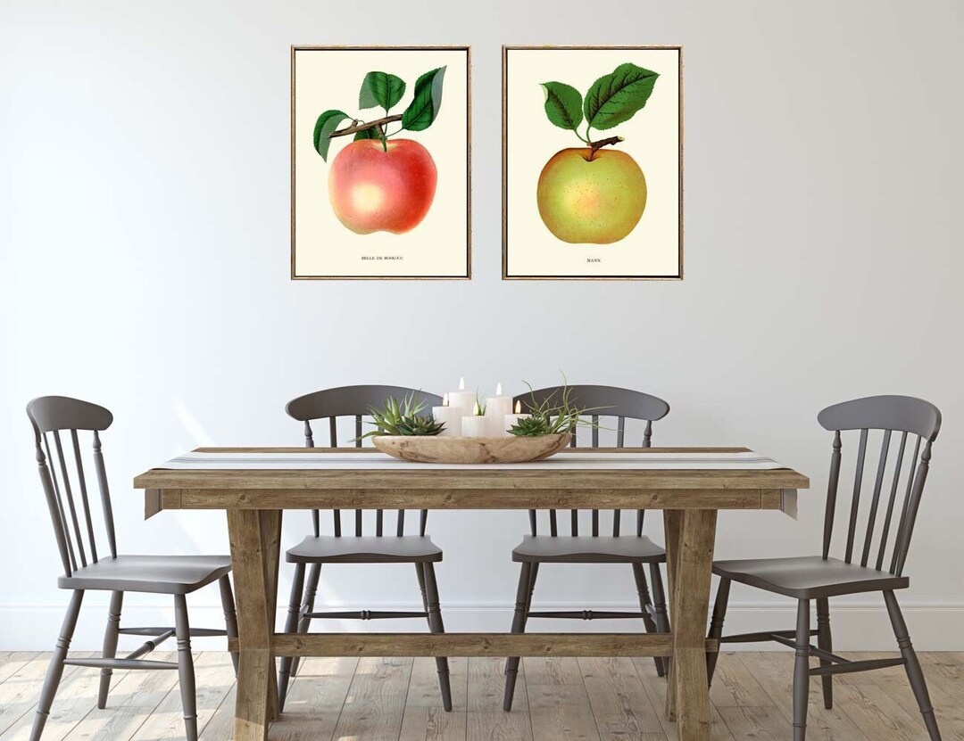 Vintage Apple Print Wall Art Print Farmhouse Decor Set of 2 Beautiful ...