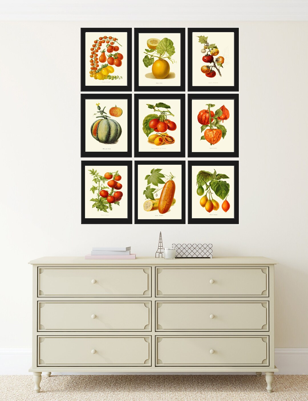 Vegetables Print Set of 9 Botanical Wall Art Kitchen Dining Room ...