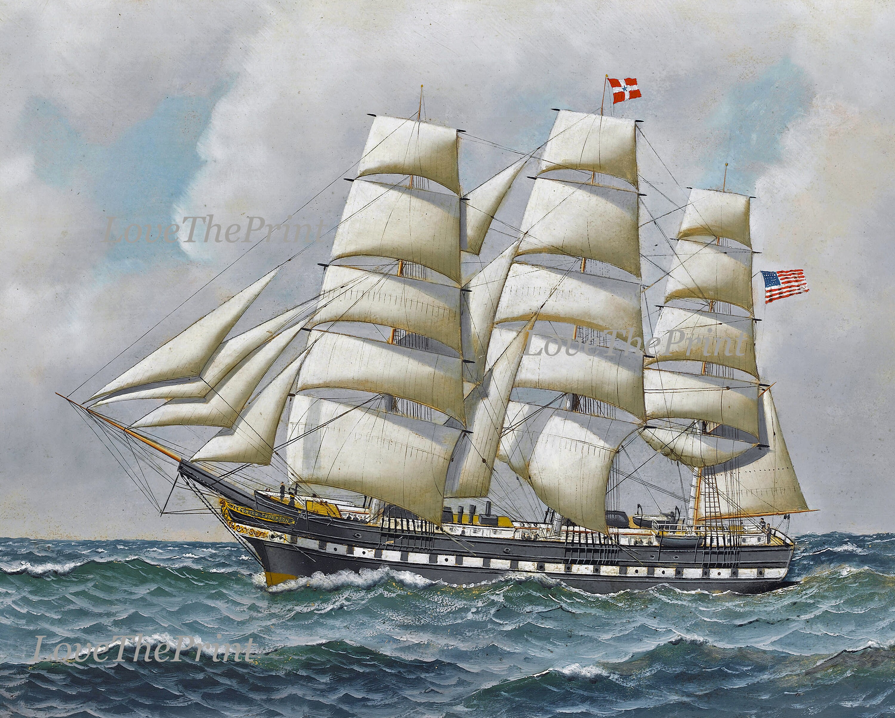 Vintage Ship Sailboat Painting Wall Art Set of 4 Prints - Etsy