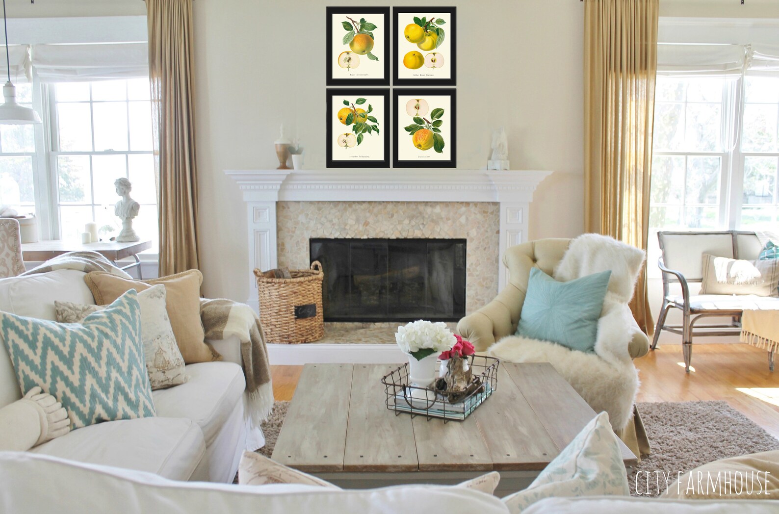 Apple Wall Decor Art Prints Set of 4 Beautiful Antique Vintage - Etsy