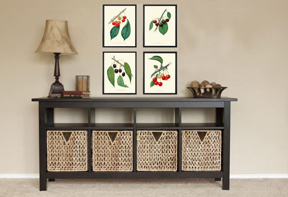 Cherry Cherries Botanical Wall Decor Art Prints Set of 4 - Etsy