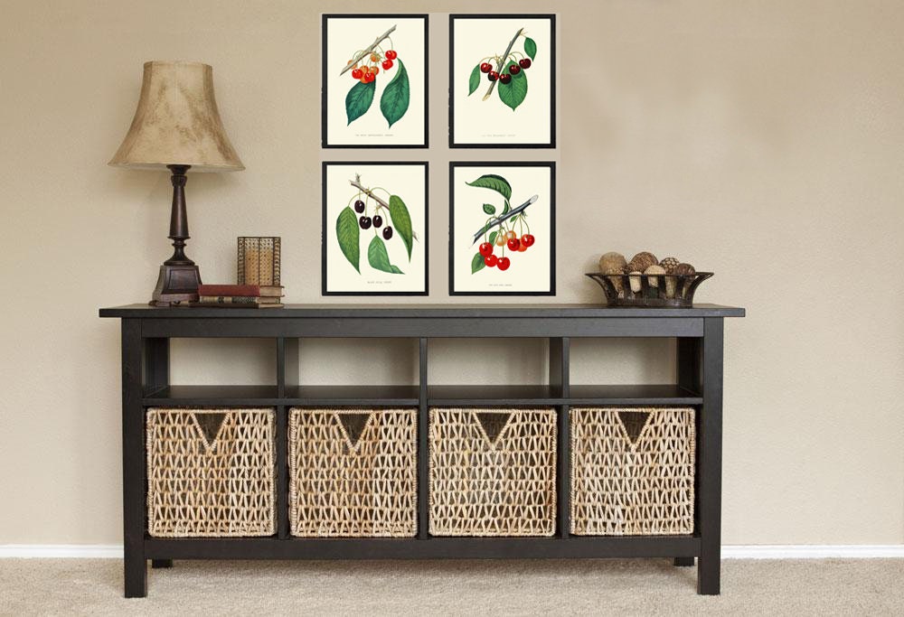 Cherry Cherries Botanical Wall Decor Art Prints Set of 4 - Etsy