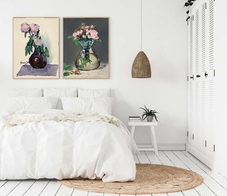 Pink Roses Farmhouse Cottage Chabby Chic Wall Art Print Set of 2 ...