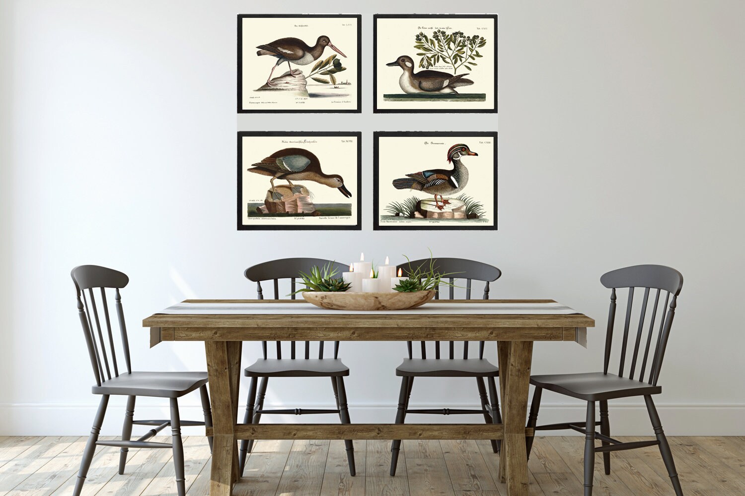 Vintage Duck Bird Wall Art Print Set of 4 Beautiful Antique Lake House ...