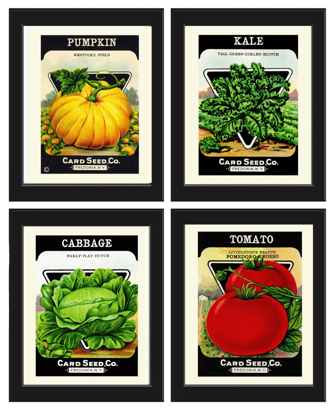 Vintage Vegetable Seed Packet Advertisement Botanical Wall Art Set 4 ...