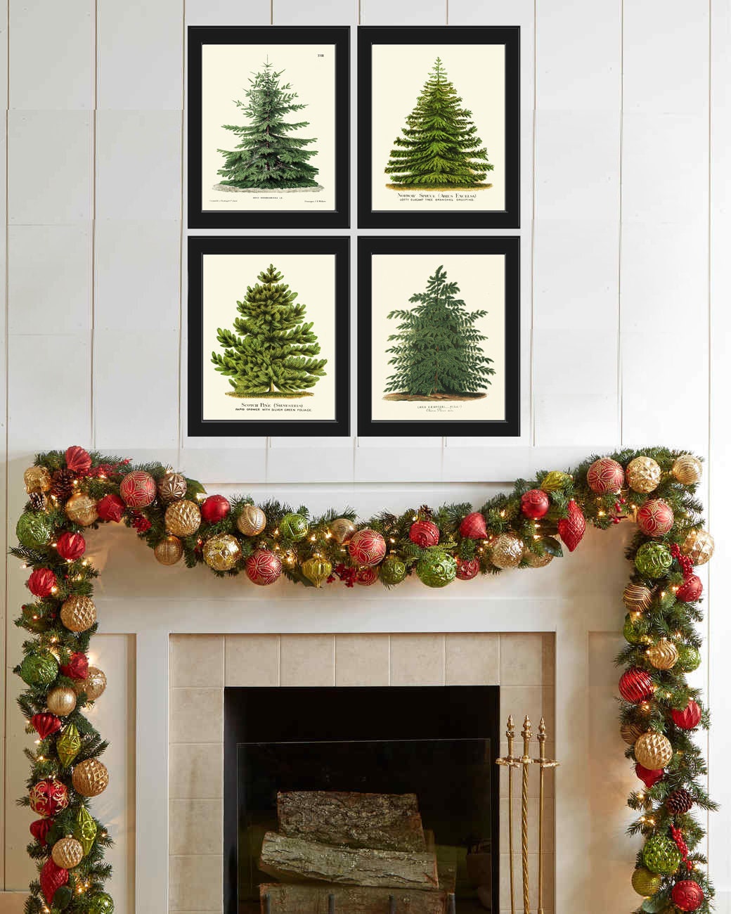 Christmas Wall Art Pine Tree Holiday Home Decor Print Set of 4 - Etsy