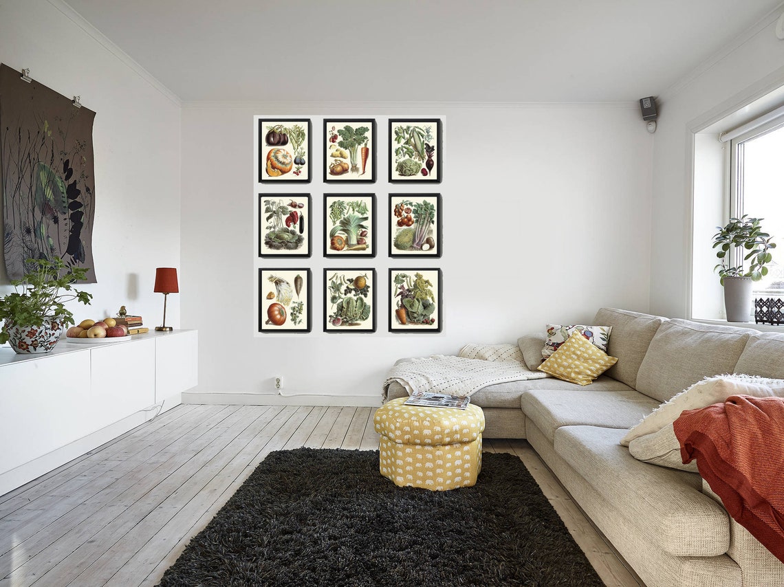 Vegetables Botanical Wall Art Set of 9 Prints Beautiful - Etsy