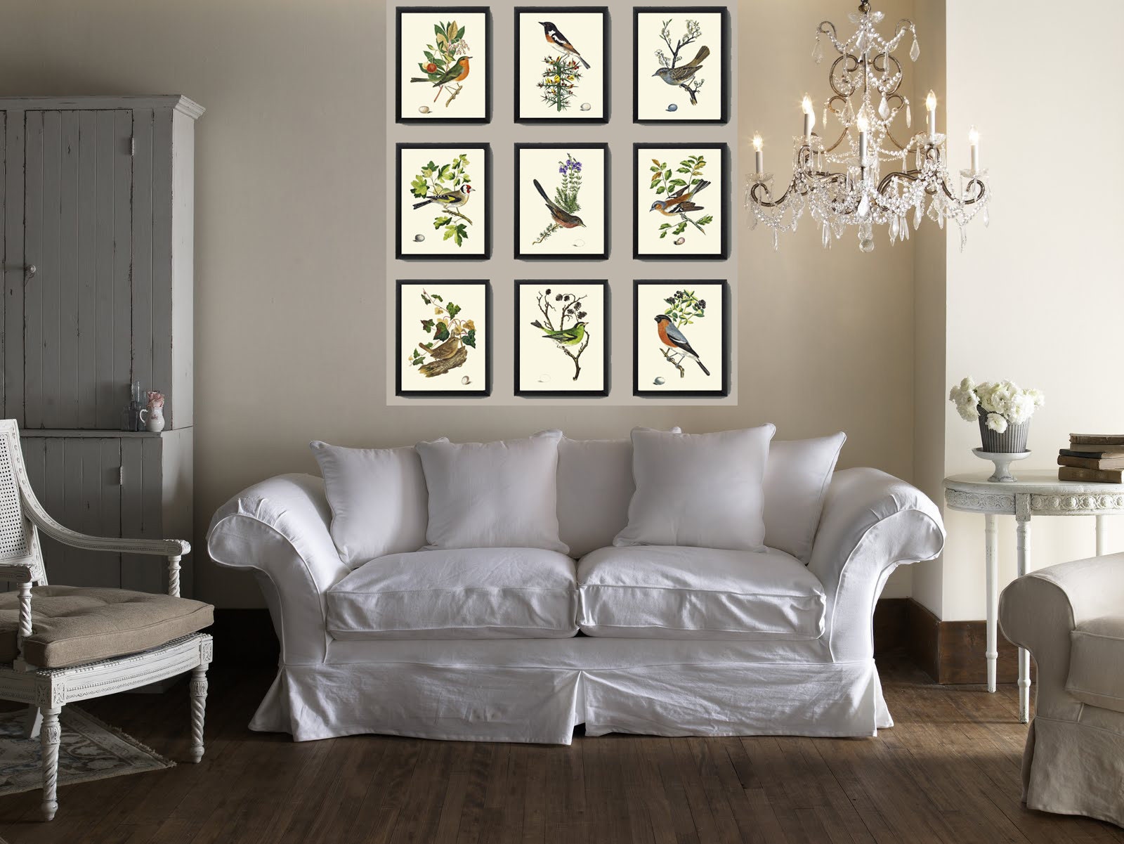 Bird Wall Decor Art Print Set of 9 Beautiful Antique Vintage Songbirds ...