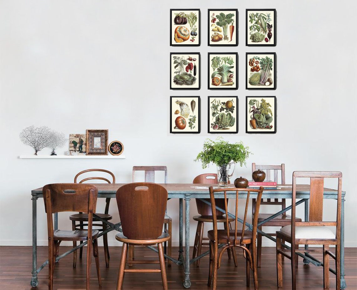 Vegetables Botanical Wall Art Set of 9 Prints Beautiful - Etsy