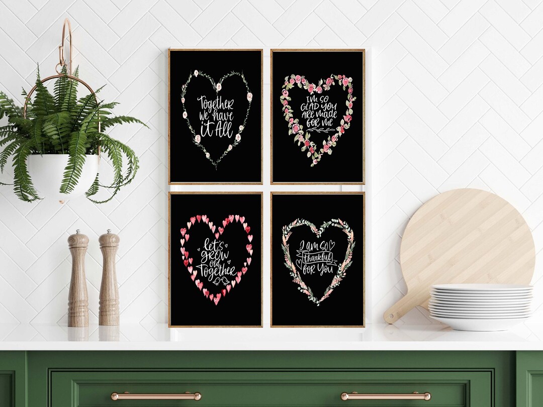 Valentine's Day Gift Wall Art Set of 4 Prints Beautiful Love ...