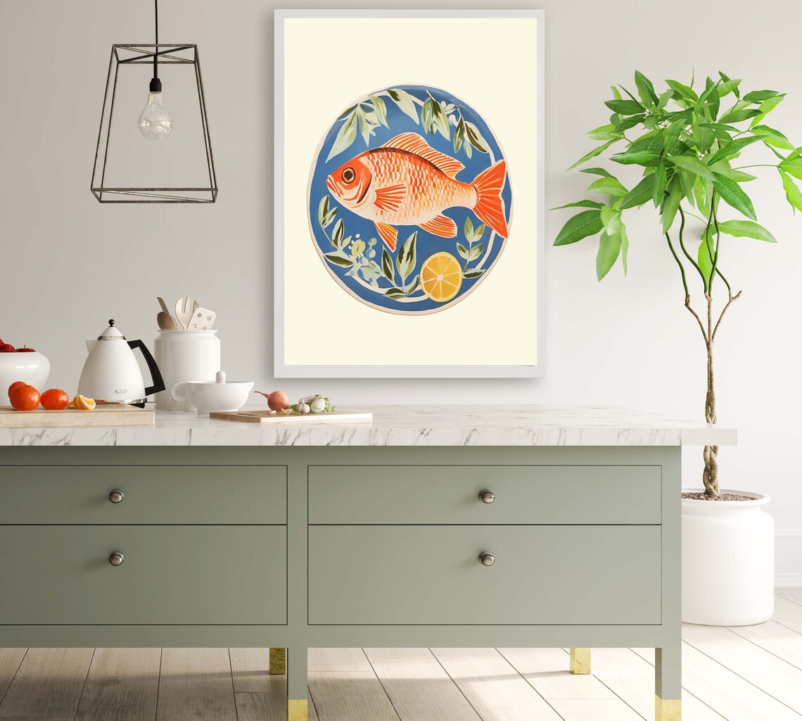Scandinavian Fish Wall Art Print Set of 2 Beautiful Blue Sardines ...