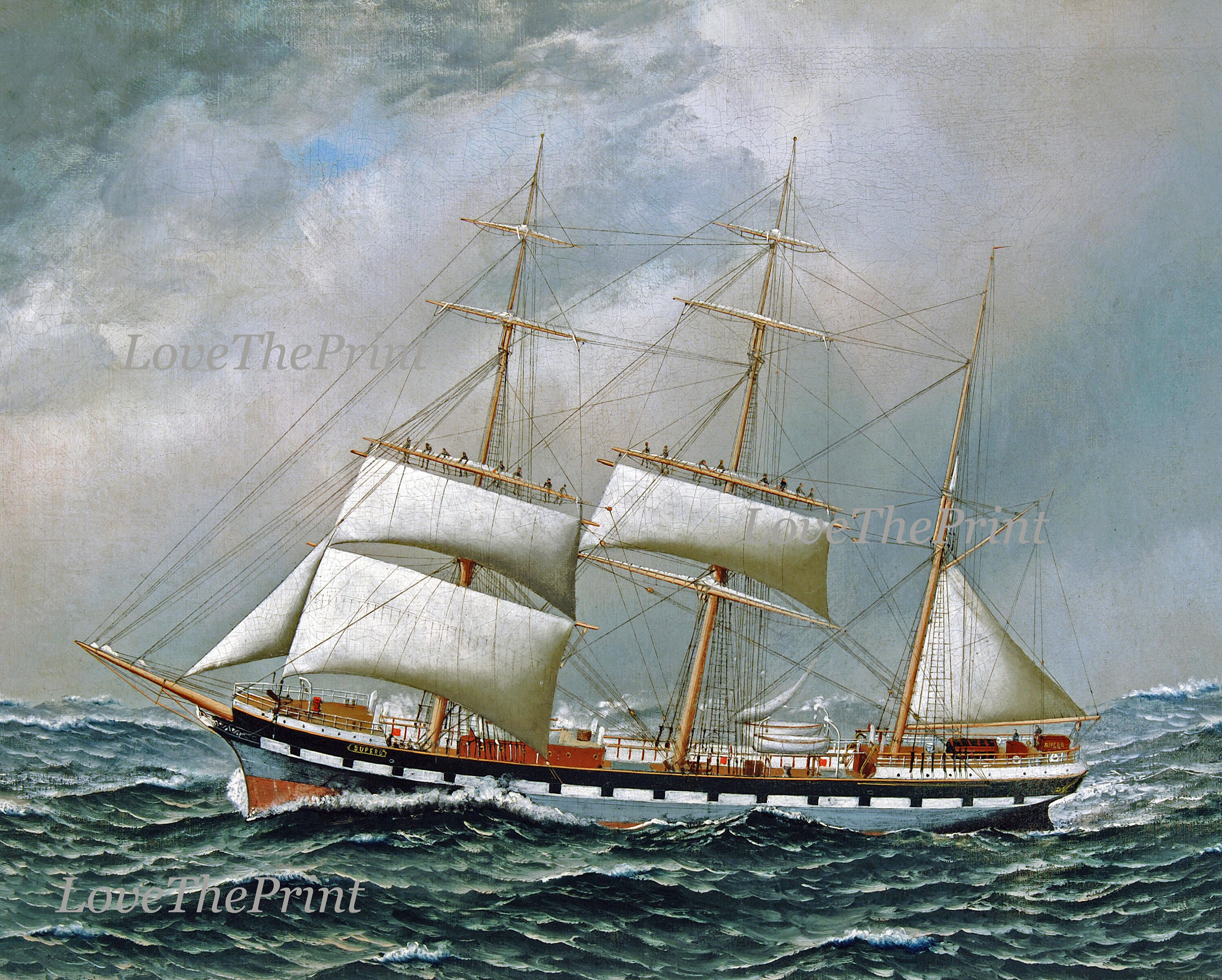 Vintage Ship Sailboat Painting Wall Art Set of 4 Prints - Etsy