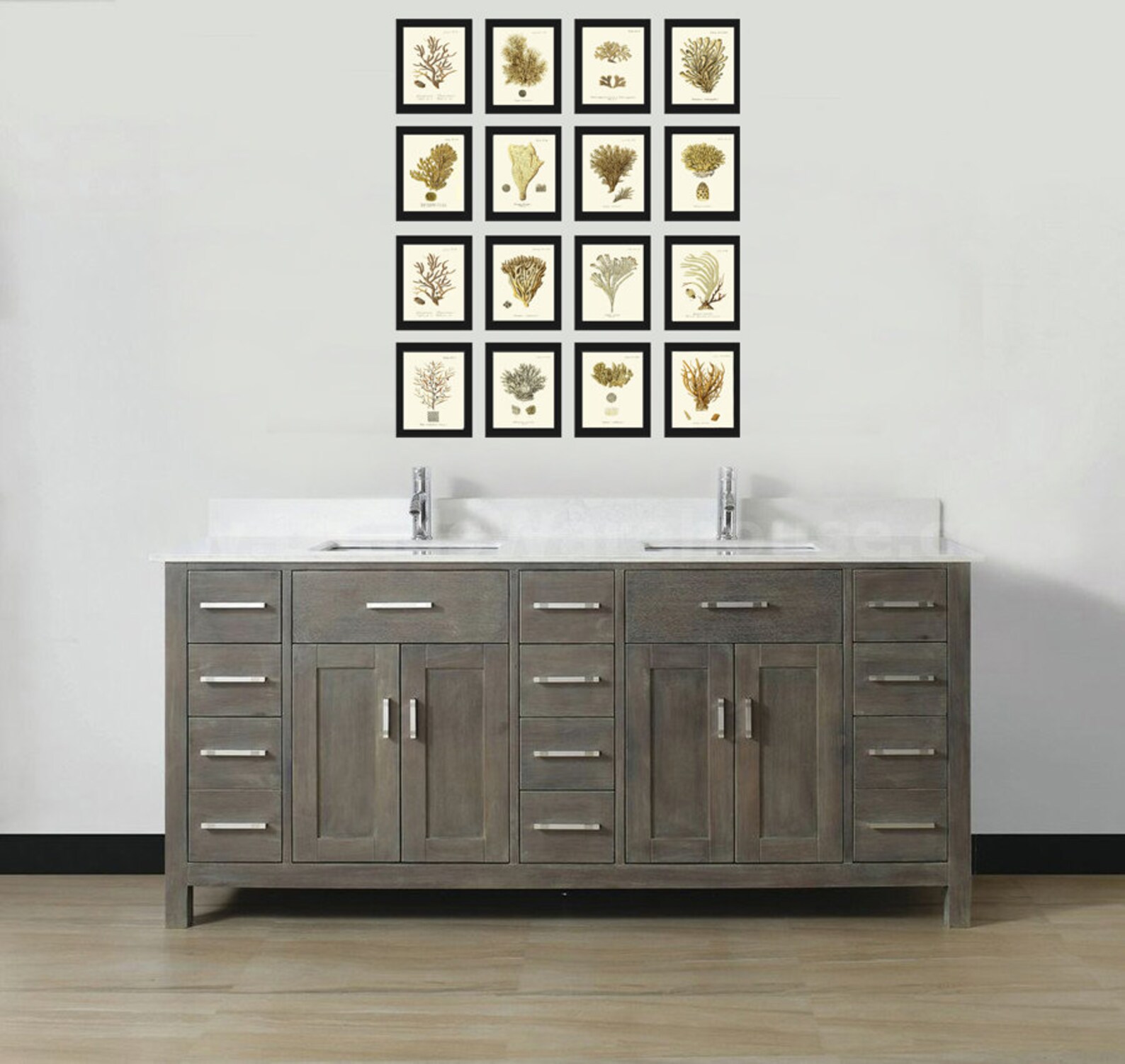 Coral Prints Wall Art Gallery Set of 16 Beautiful Antique Vintage ...