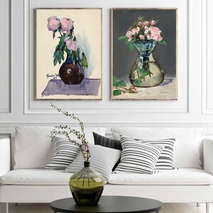 Pink Roses Farmhouse Cottage Chabby Chic Wall Art Print Set of 2 ...