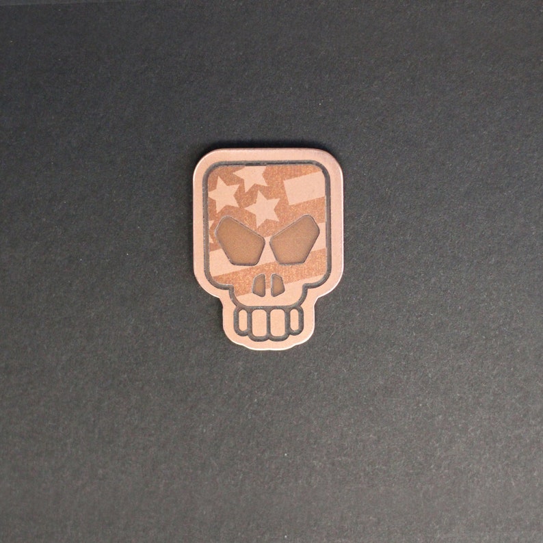 Military Style Skull With Frosted Flag. Metal Sticker With 3M Adhesive ...
