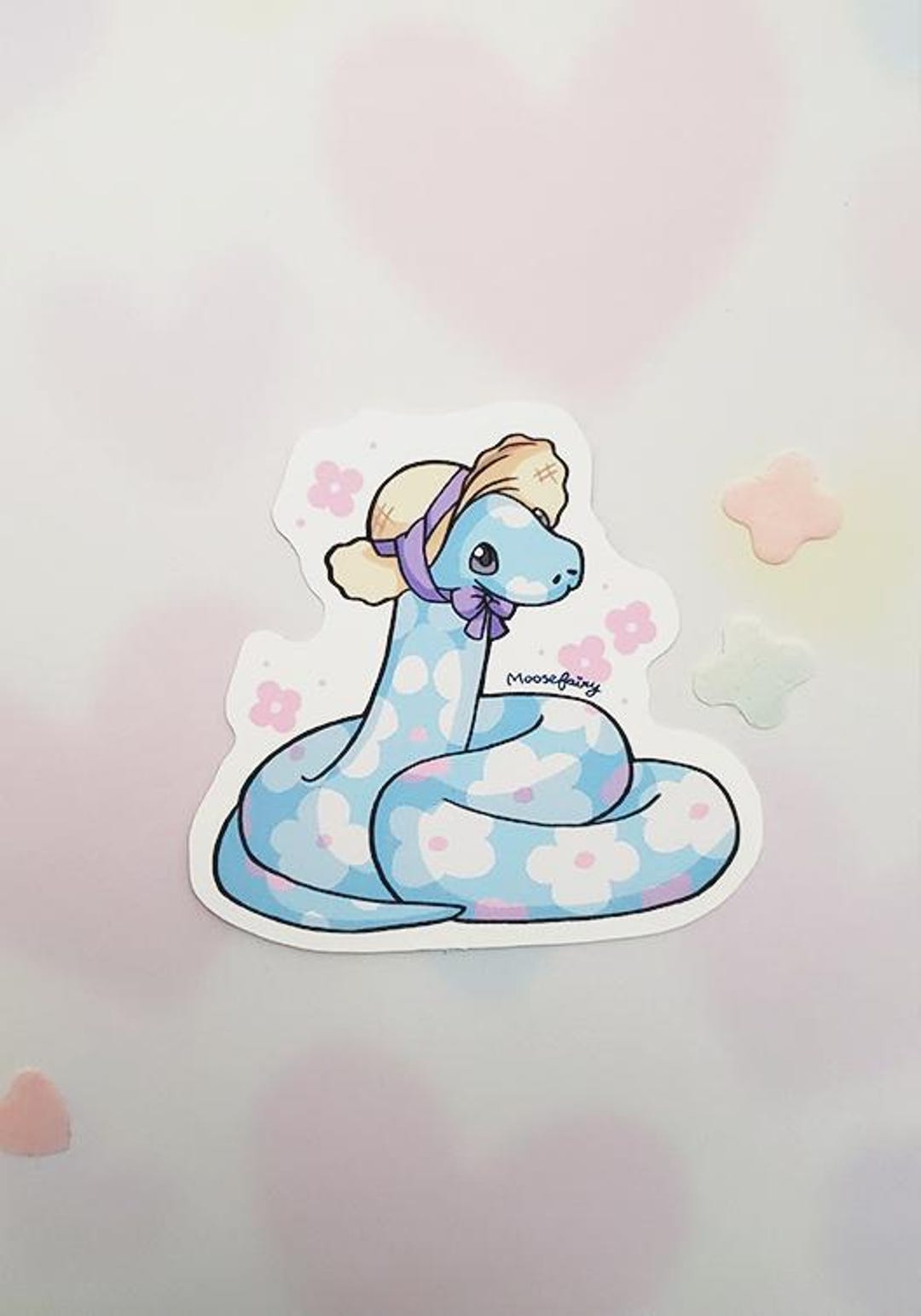 Blue Snake Die Cut Sticker - Cute Garden Floral Design - Etsy