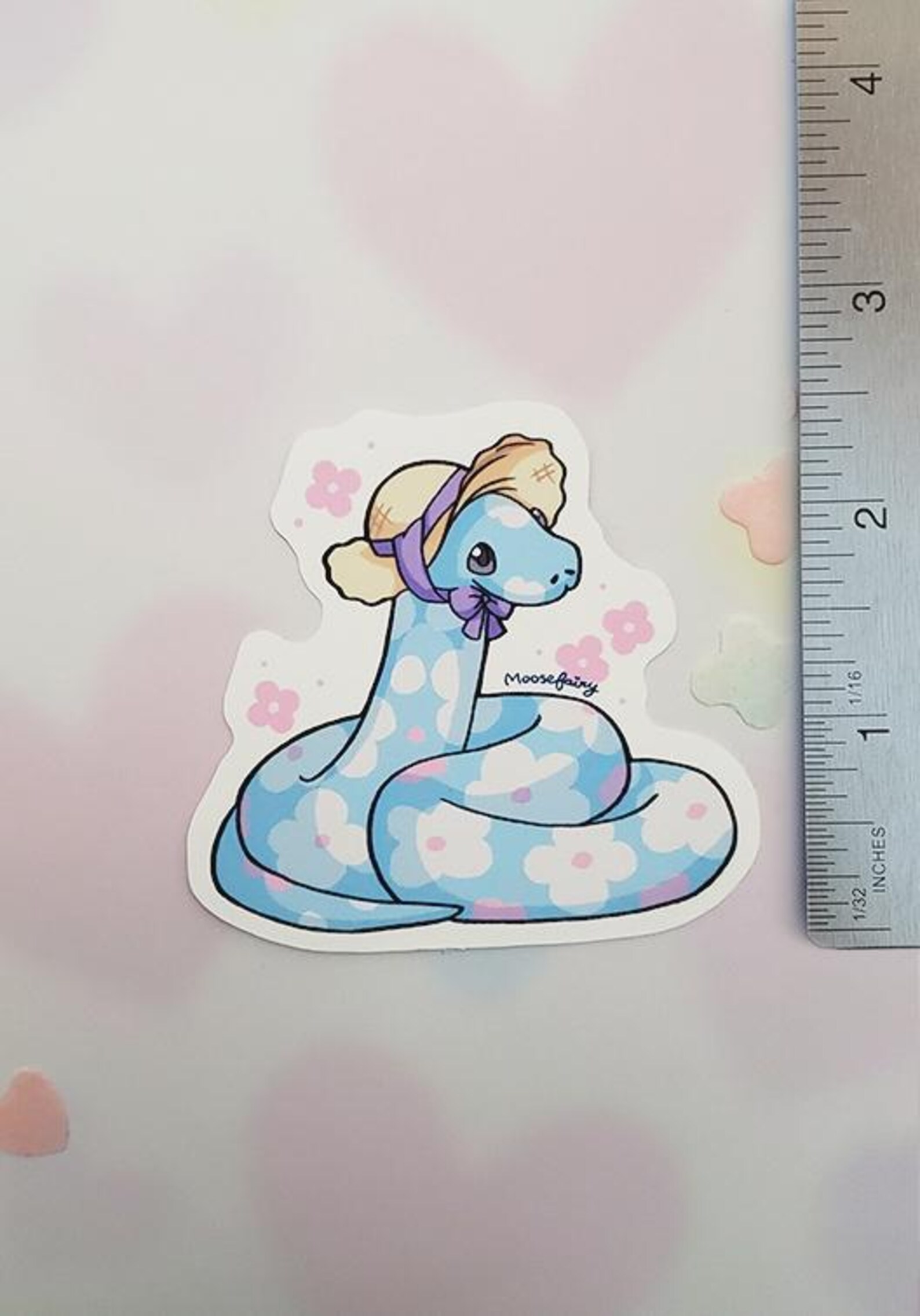 Blue Snake Die Cut Sticker Cute Garden Floral Design - Etsy