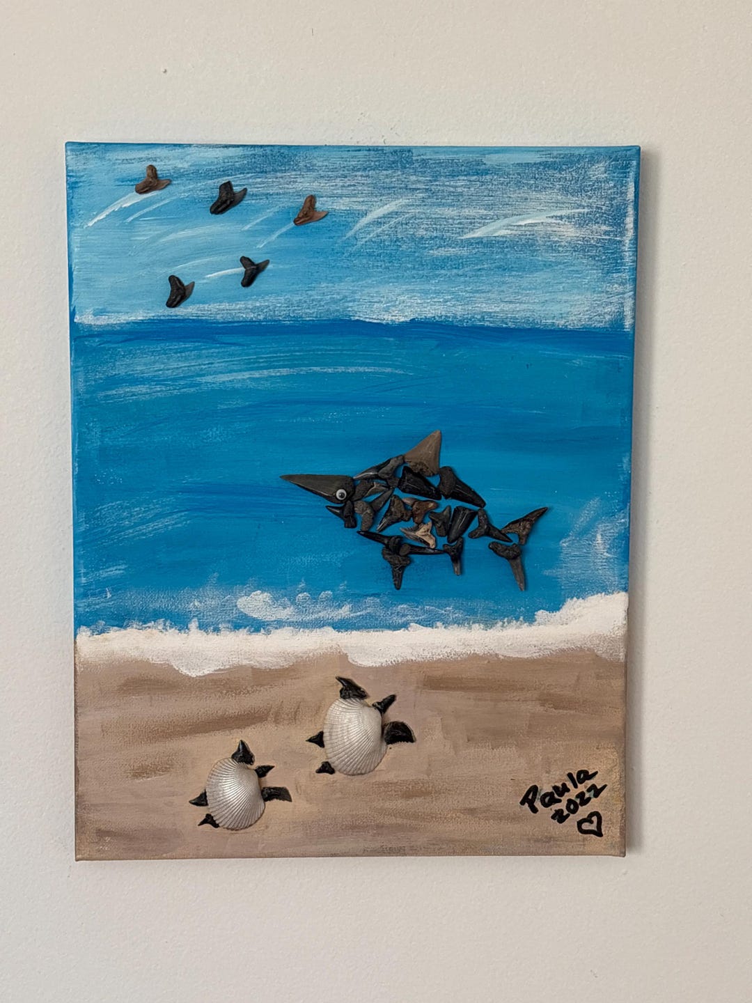Shark Tooth Shark, Turtles and Birds at Beach - Etsy