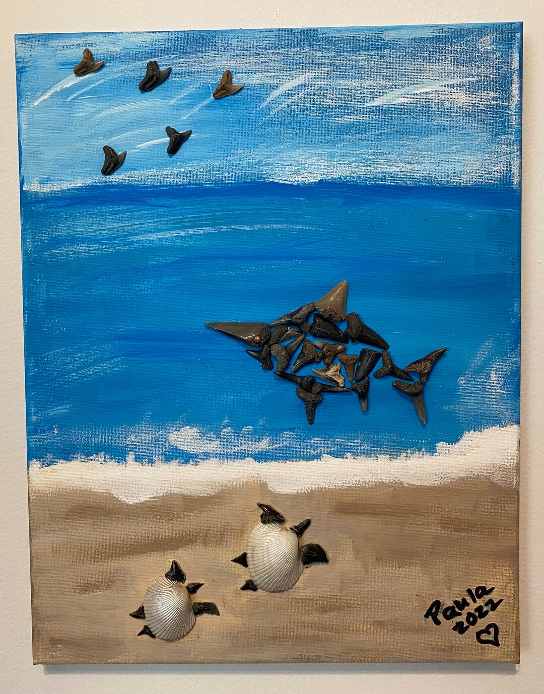 Shark Tooth Shark, Turtles and Birds at Beach - Etsy