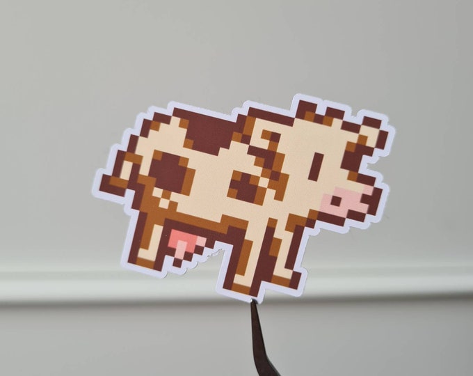 Stardew Valley Cow Sticker, Stardew Valley Cow, Cow Sticker, 8bit ...