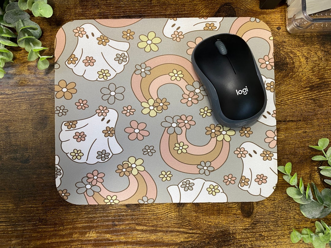Boho Floral Ghost Mousepad Halloween Neoprene Mousepad - Etsy