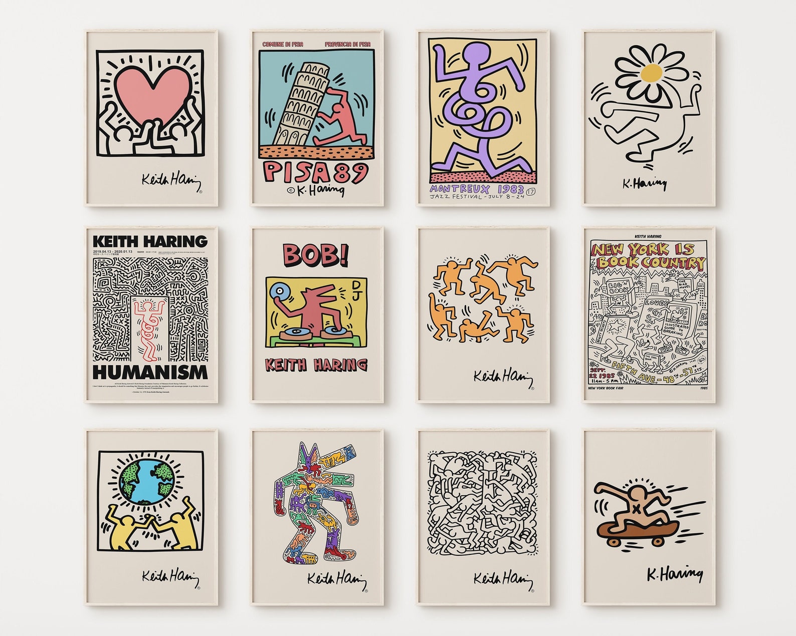 Keith Haring Set of 12 Prints, Gallery Wall Set, Keith Haring Poster ...