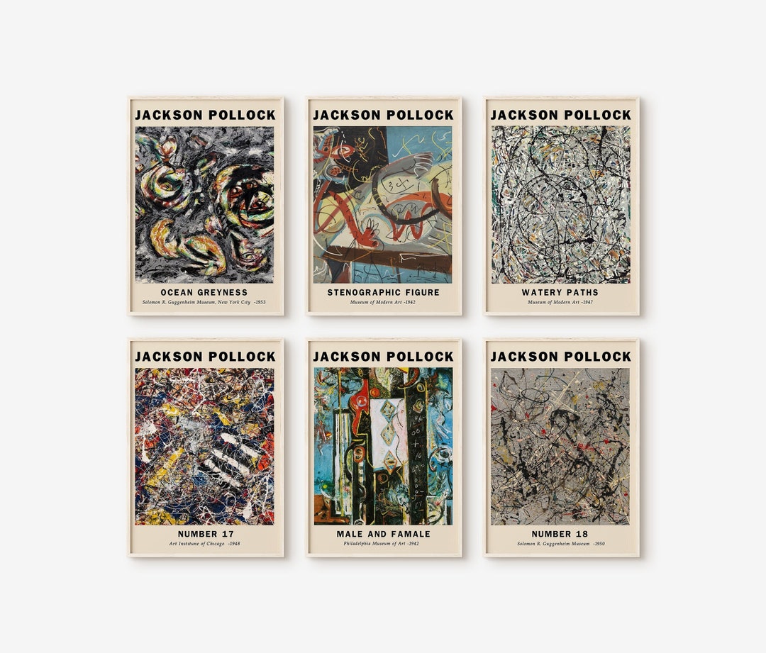 Jackson Pollock Print Set of 6, Exhibition Poster Set, Painting Poster ...