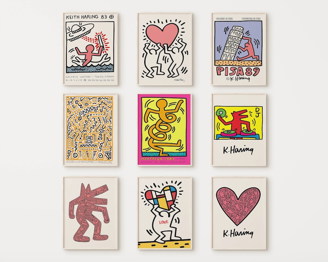 Keith Haring Set of 9 Prints, Keith Haring Exhibition Set, Pop Art ...