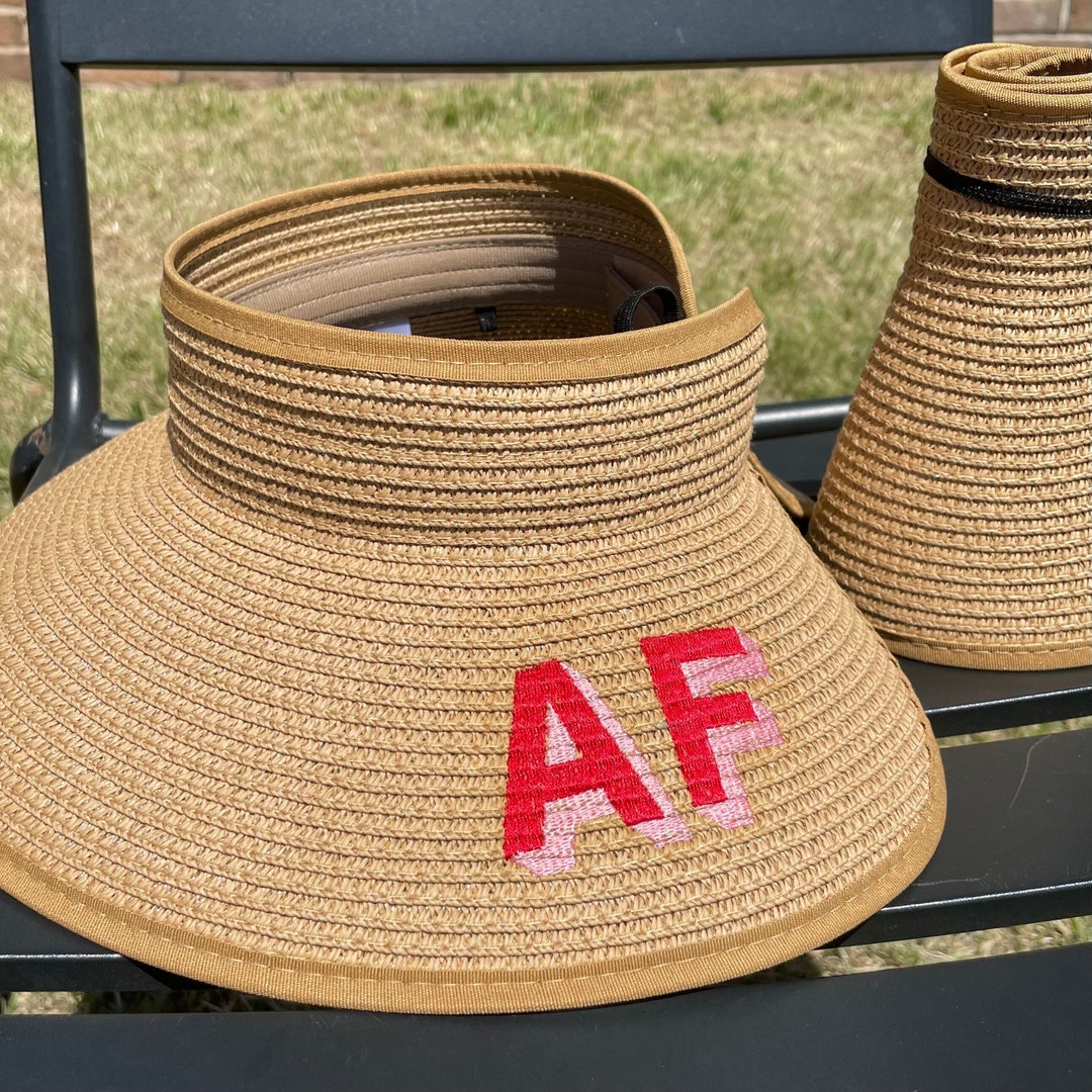 Monogrammed Straw Visor – Personalized Roll-up Sun Hat for Travel ...