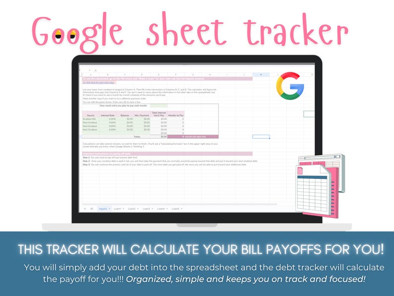 Google Sheets Bill Tracker Bundle! Printable Sheets and a Google Sheet ...