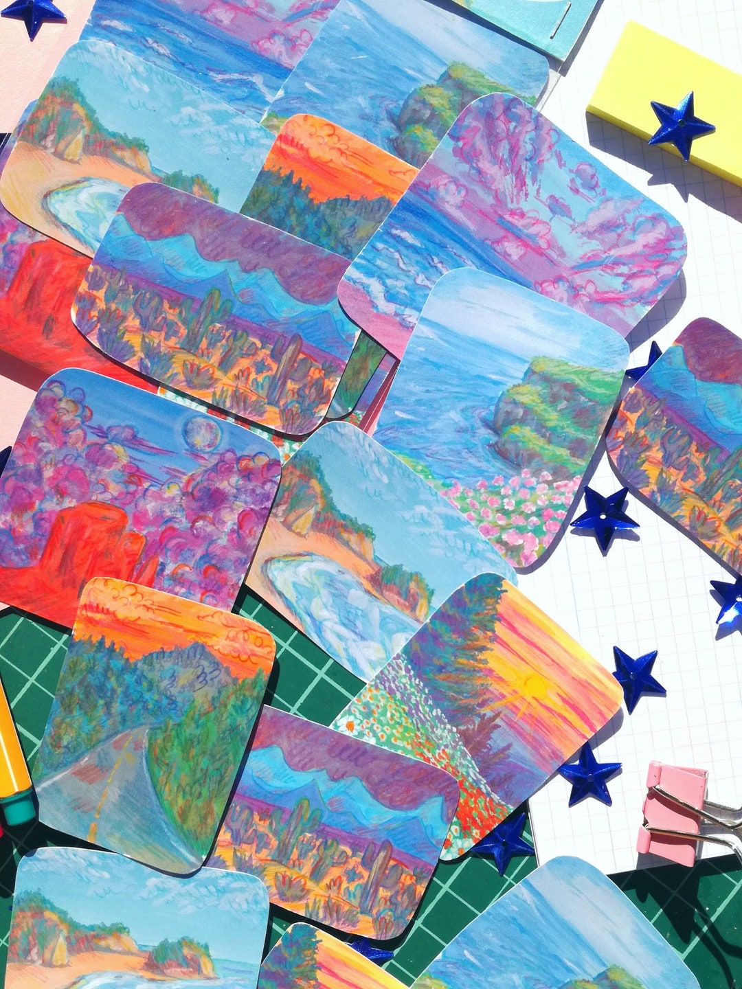 Landscape Sticker Set Pack of 7 Decorative Nature Stickers - Etsy