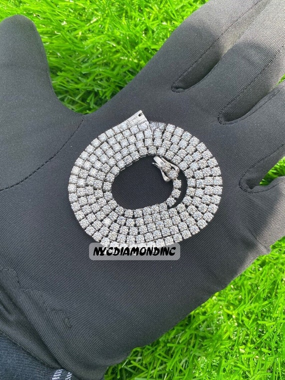 3mm Vvs Moissanite Diamond Tennis Chain 14k White Gold Custom Etsy