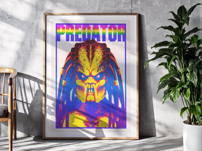 Predator Vintage Movie Poster Print | Risograph Style Art | Classic Sci ...