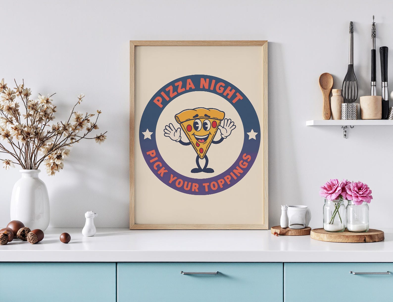 Vintage Americana Mascot Kitchen Poster Print Set | Food Artwork Man ...