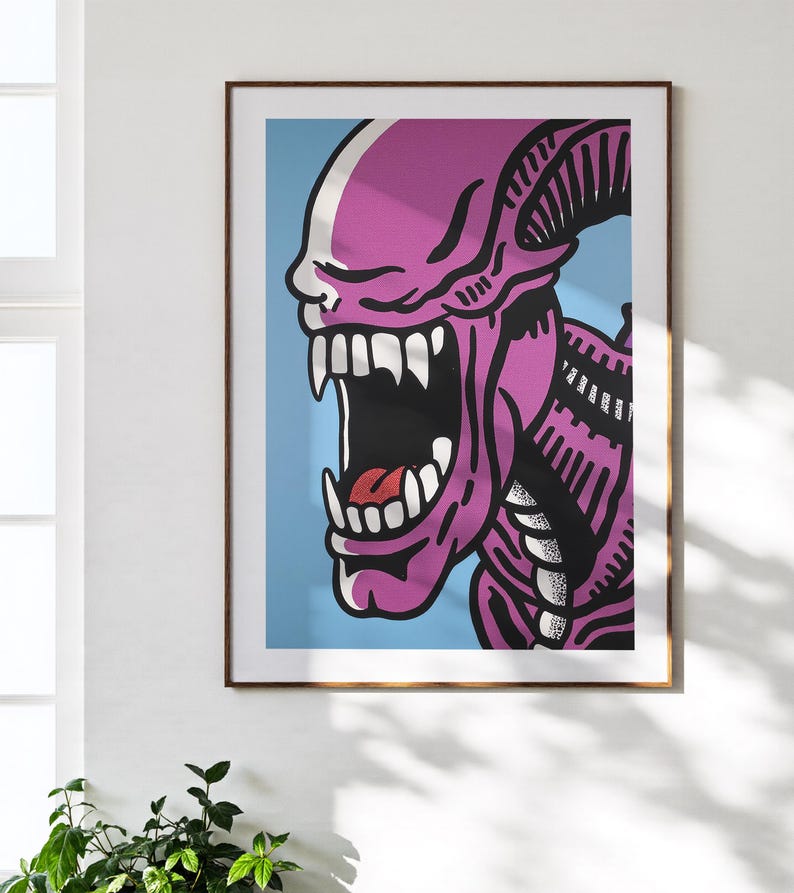 XENOMORPH Retro Poster | Original Pop Art Modern Print | Warhol Alien ...