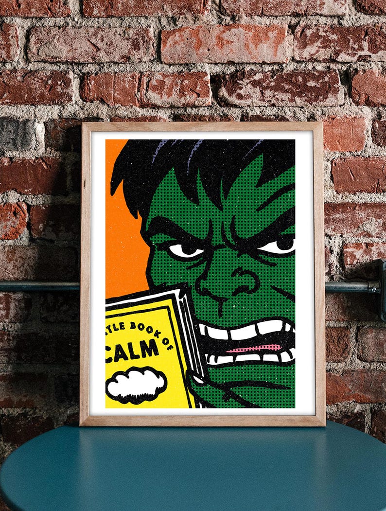 HULK CALM! Cartoon Hero Poster | Original Lichtenstein Style Pop Art ...
