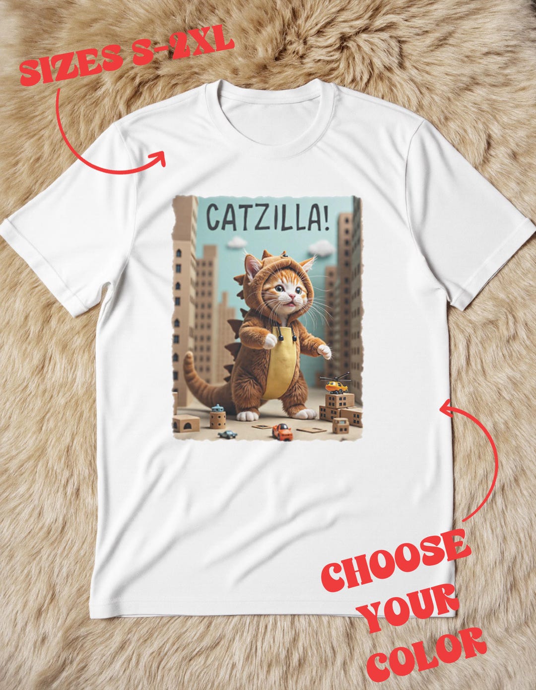 Catzilla T-shirt // Funny Cat Outfit // Cat Lover T-shirt // Godzilla ...