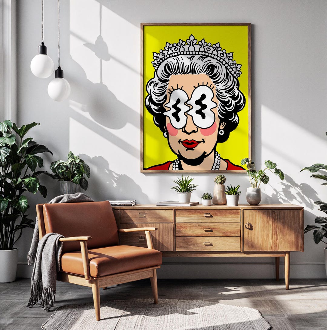 QUEEN ELIZABETH Poster / Original Pop Art Modern Print / Warhol Style ...