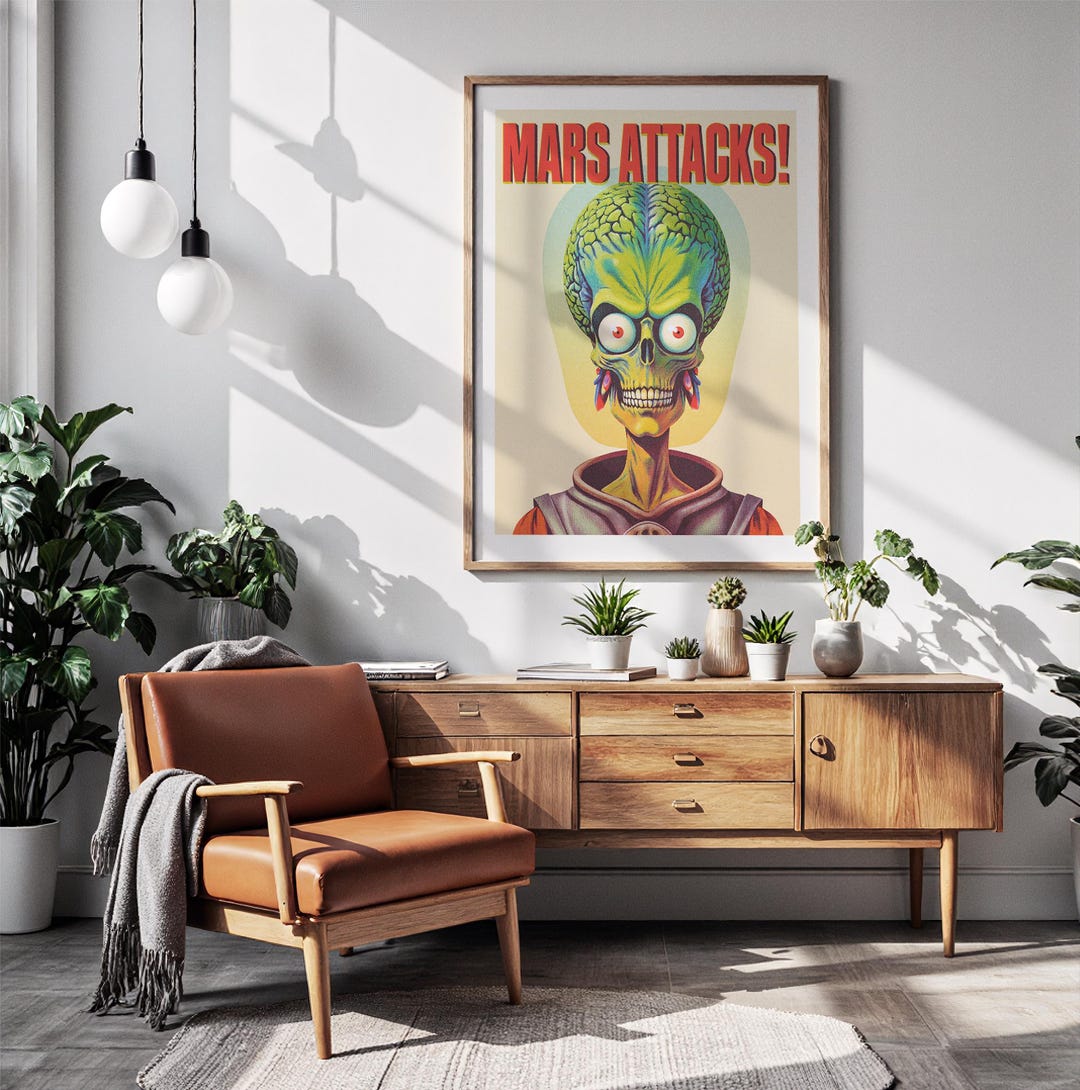 Mars Attacks Vintage Movie Poster Print | Risograph Style Art | Classic ...