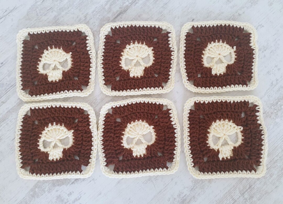 Lot 18-24pcs. Halloween Skull Granny Square ,skull Granny Square ...