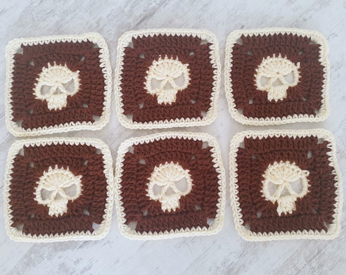 Lot 18-24pcs. Halloween Skull Granny Square ,skull Granny Square ...