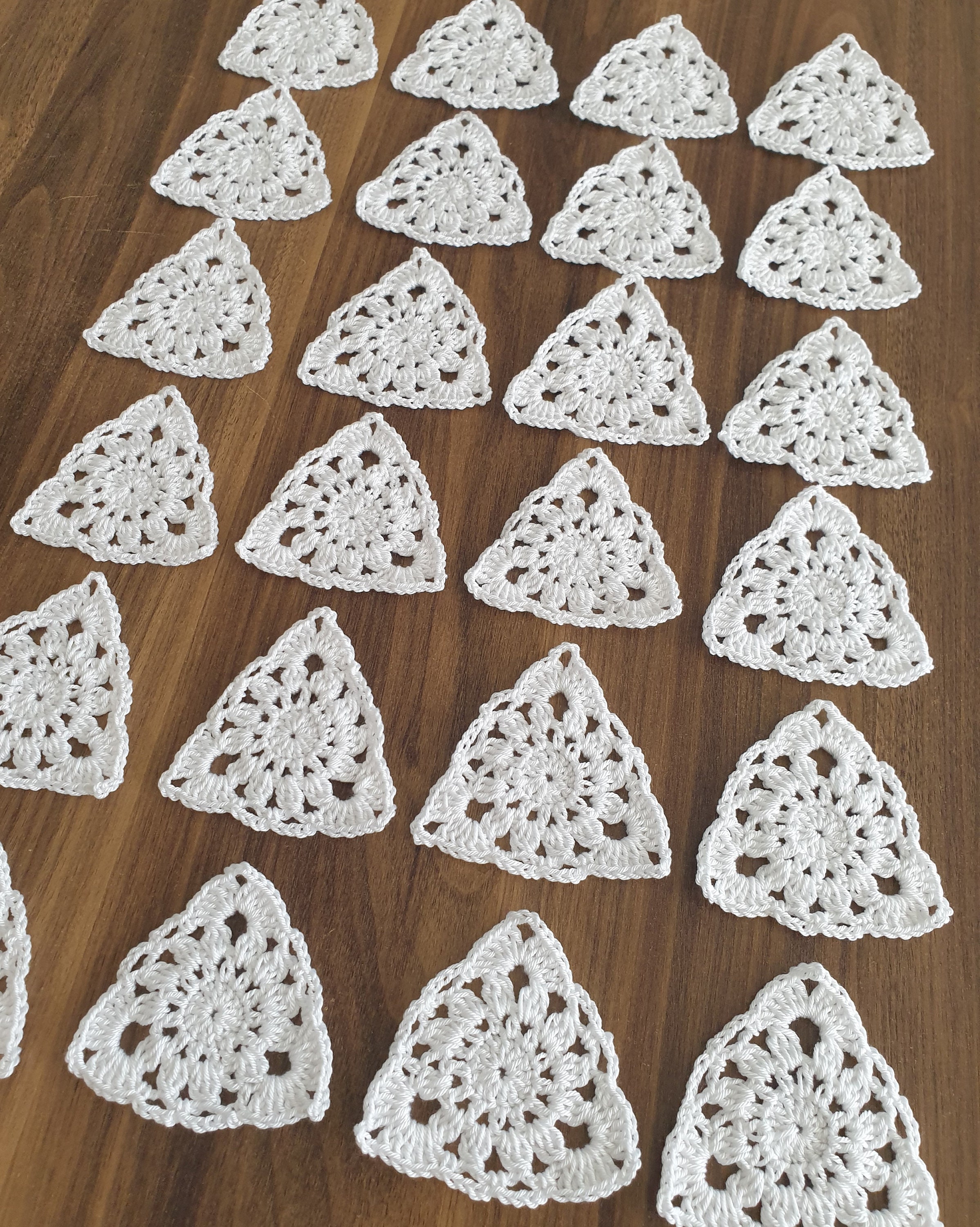Lot 24pcs Hand Crocheted Doilies, Triangular Motif, Triangle Crochet ...