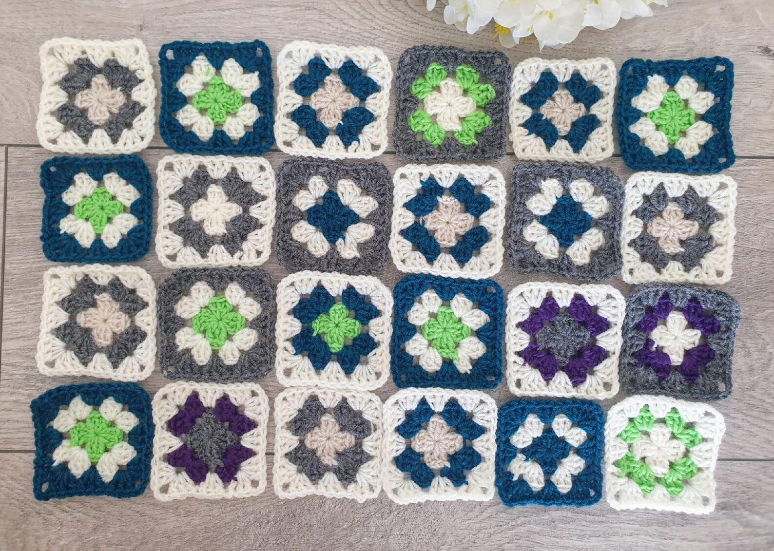 Granny Squares, Set 24pcs.crochet Granny Square, Unblocked Granny Squares, Applique Unblocked ...