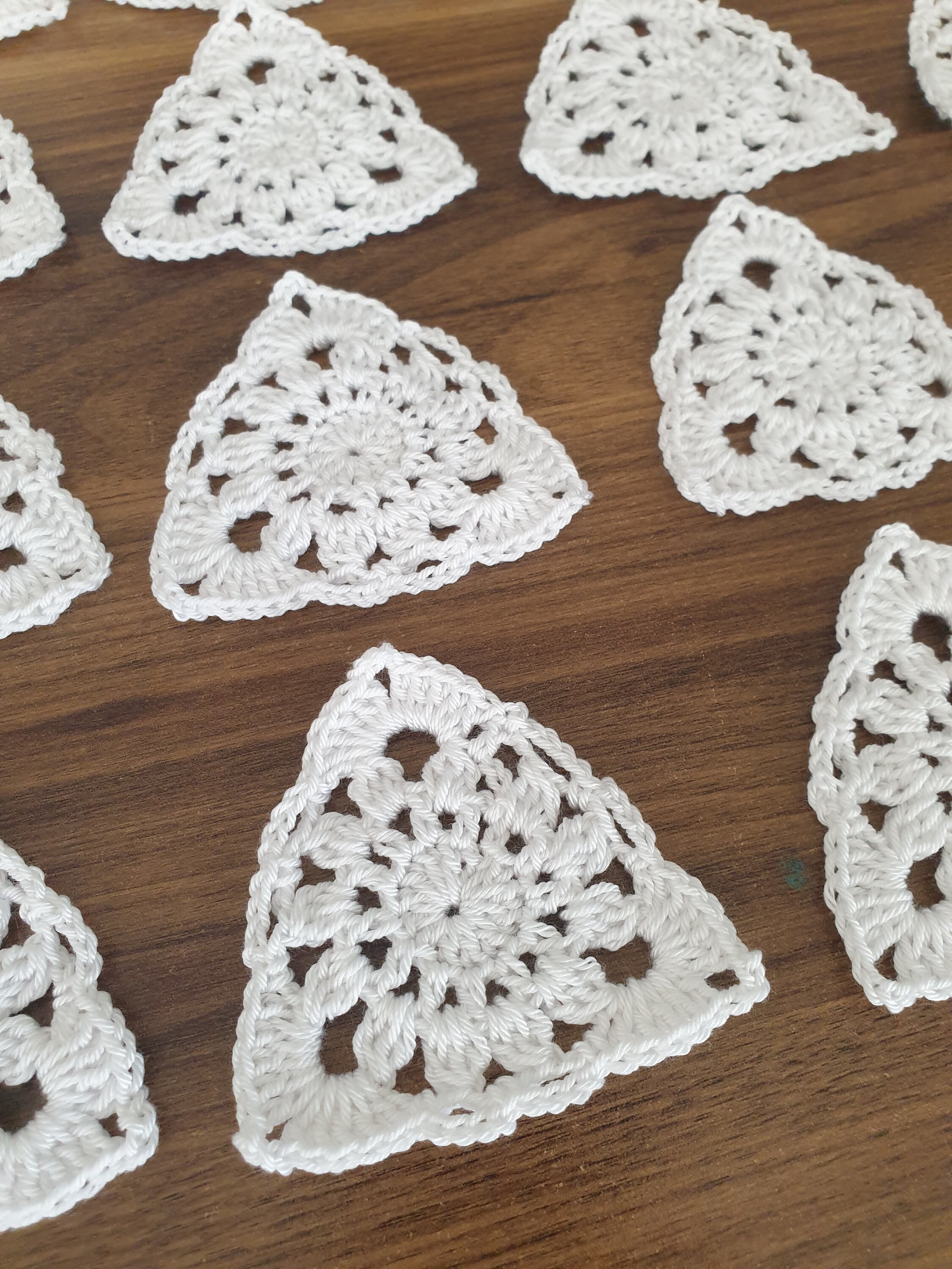 Lot 24pcs Hand Crocheted Doilies, Triangular Motif, Triangle Crochet ...