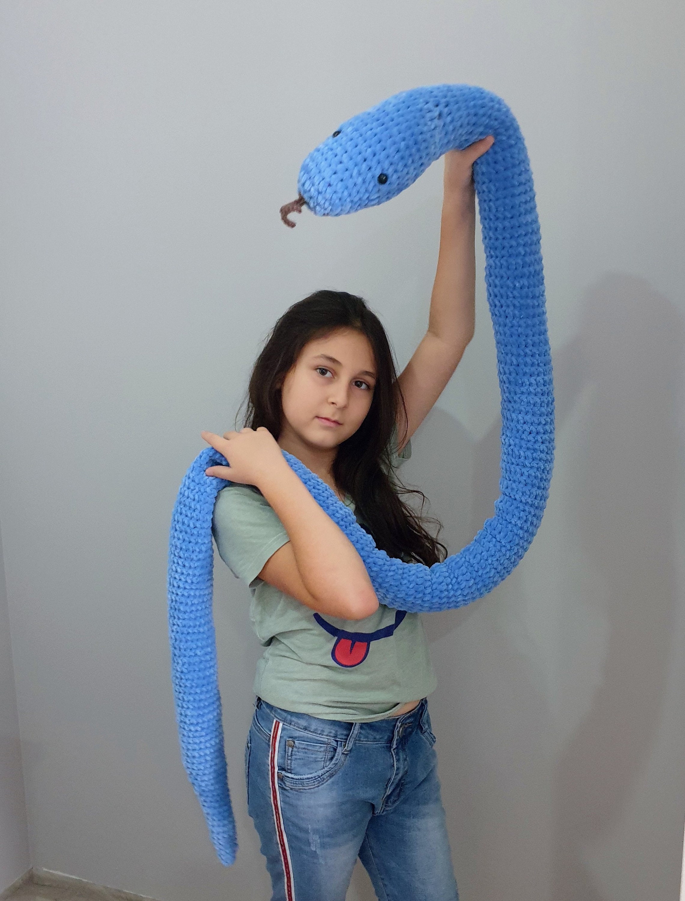 Crochet Plush Snake: Knitted Soft Toy, Window Draft Stopper - Etsy
