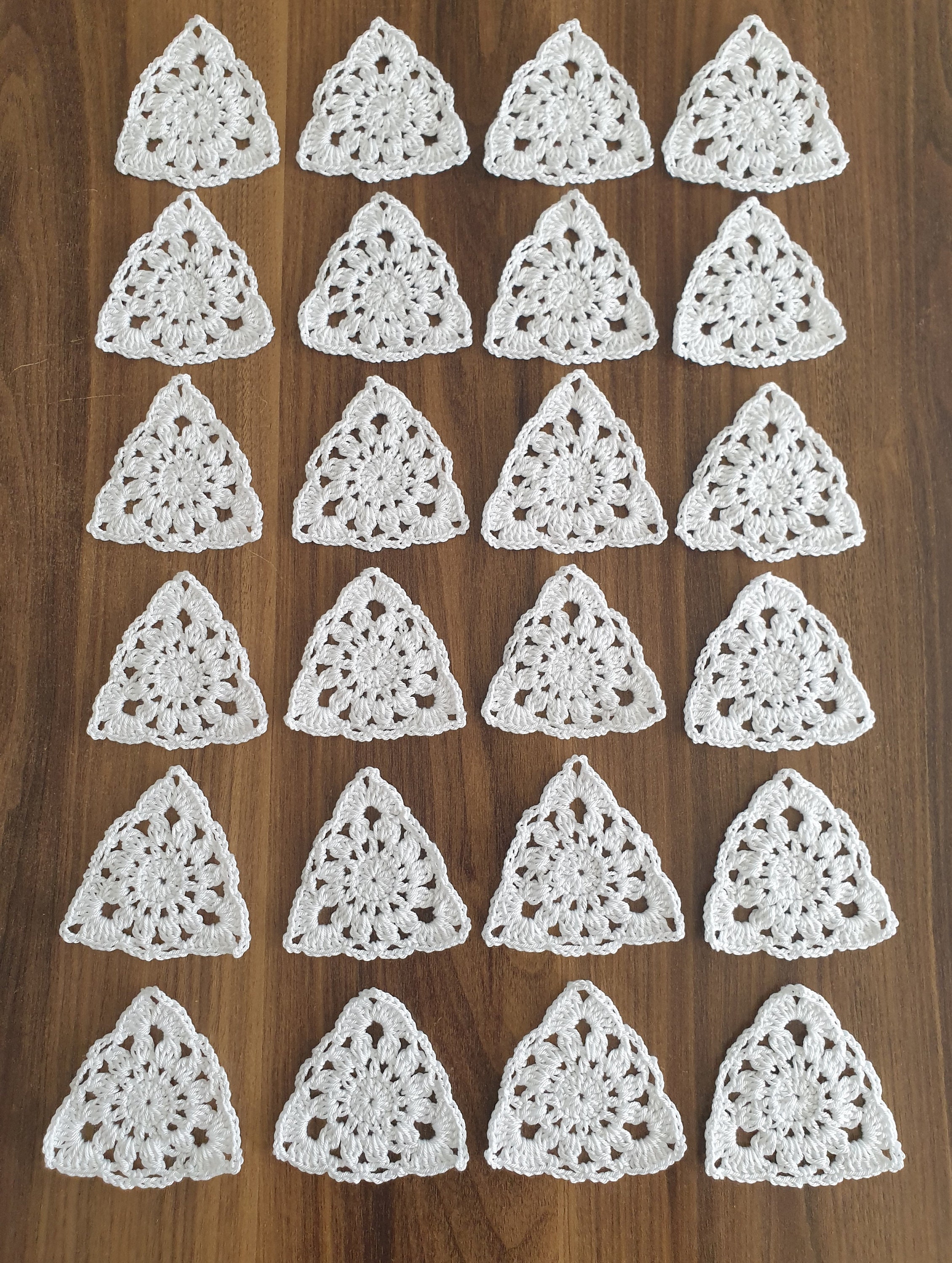 Lot 24pcs Hand Crocheted Doilies, Triangular Motif, Triangle Crochet ...