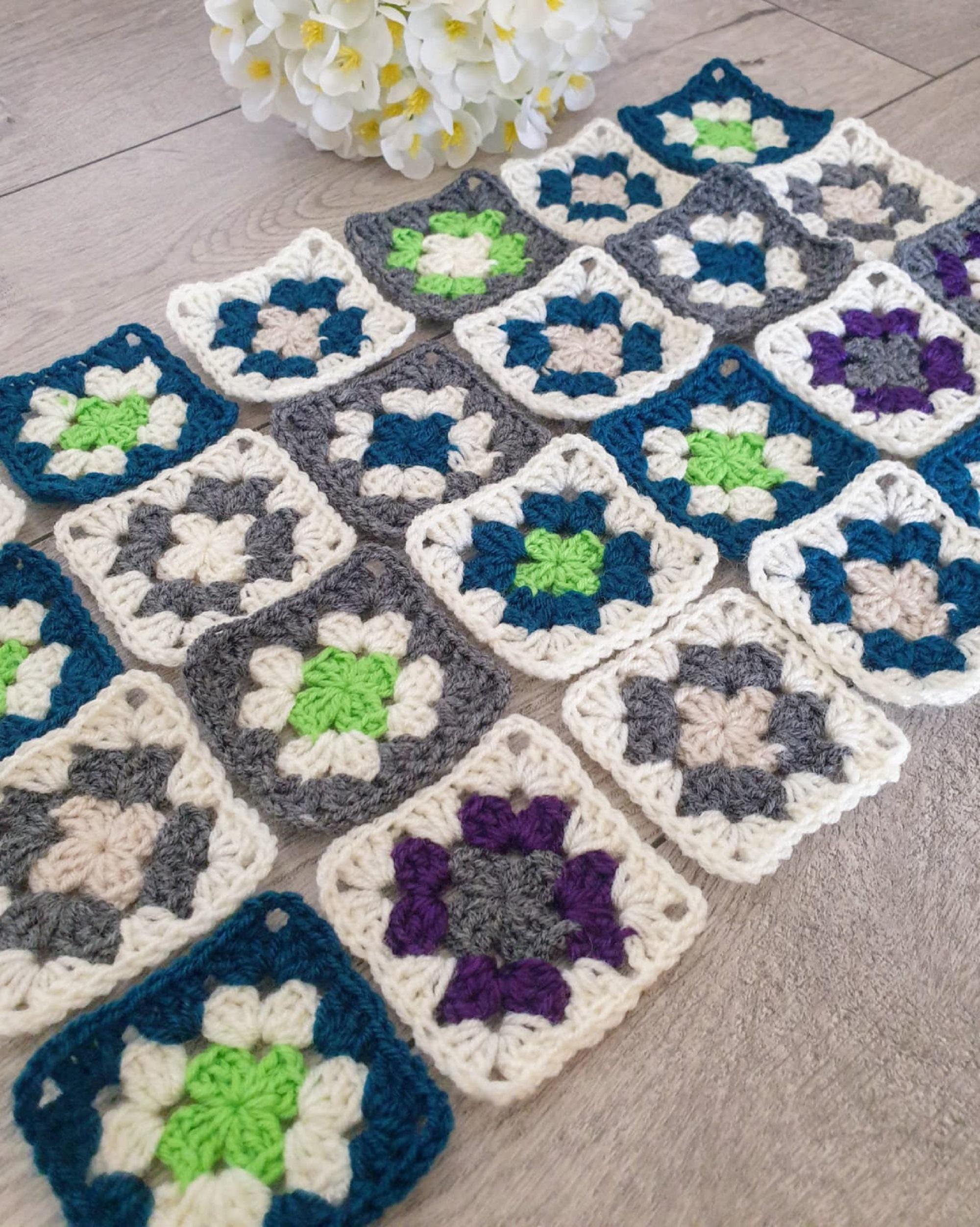 Granny Squares, Set 24pcs.crochet Granny Square, Unblocked Granny Squares, Applique Unblocked ...