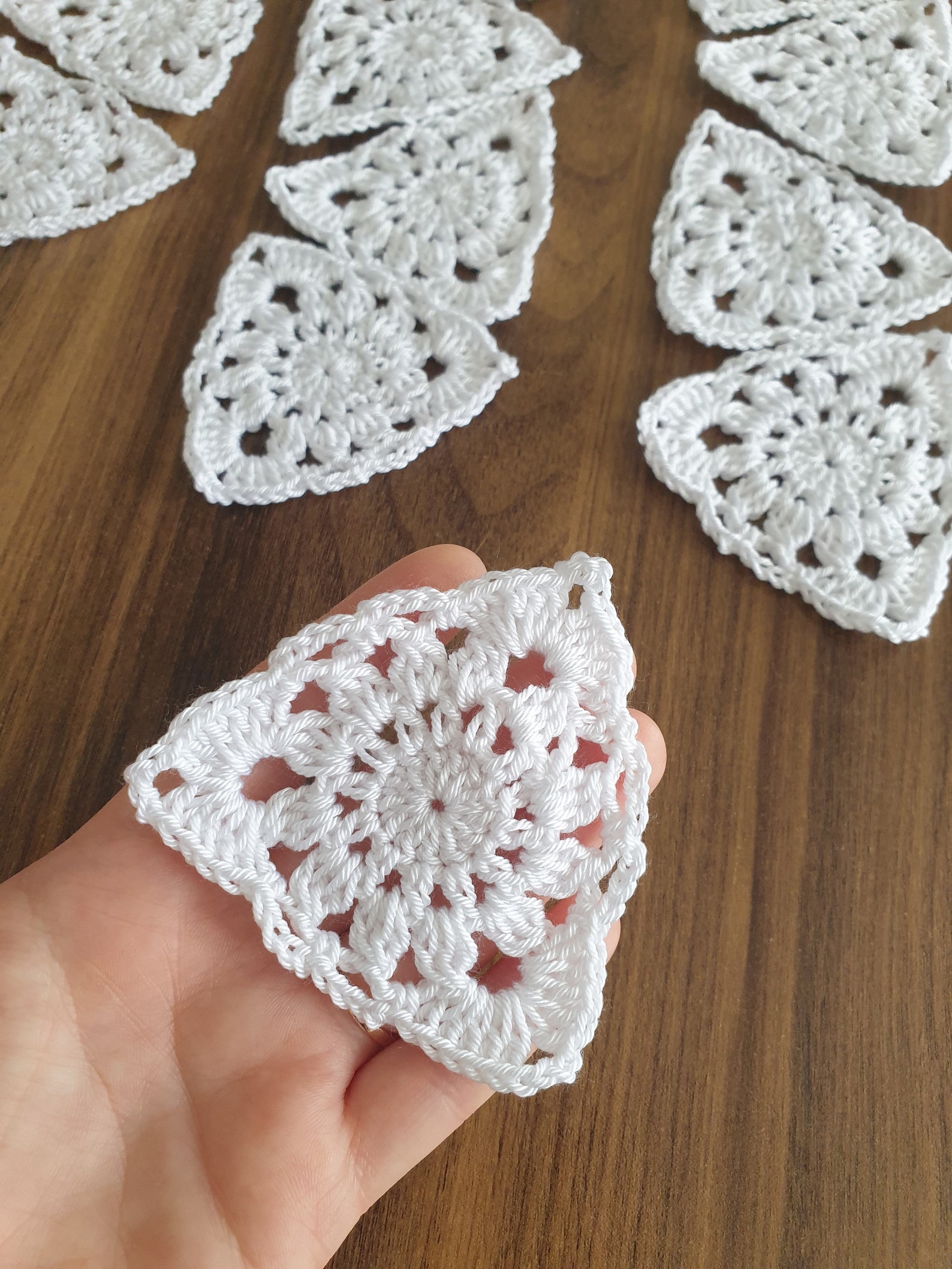 Lot 24pcs Hand Crocheted Doilies, Triangular Motif, Triangle Crochet ...