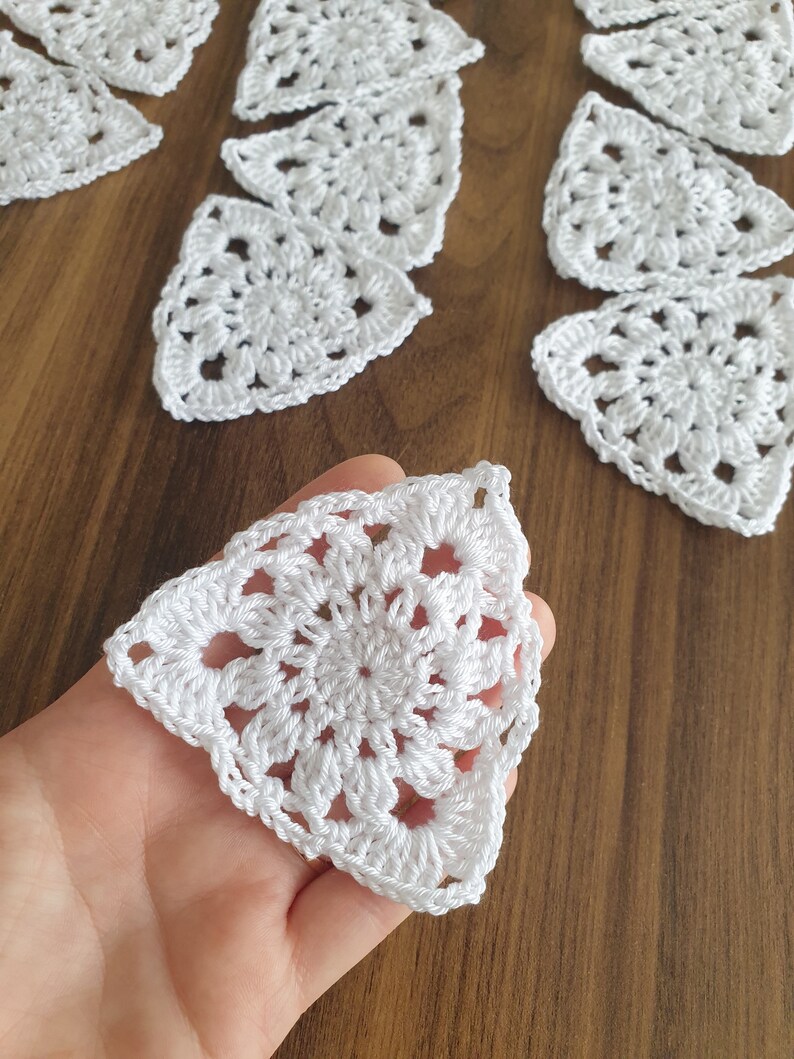 Lot 24pcs Hand Crocheted Doilies, Triangular Motif, Triangle Crochet ...